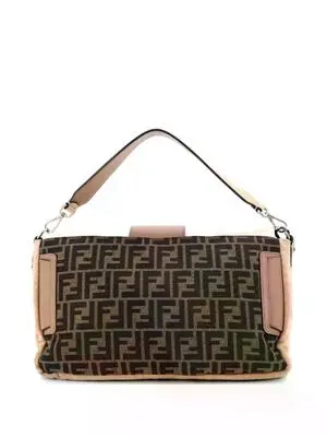 Fendi Baguette Zucca And Pequin Canvas Shoulder Bag - Brown