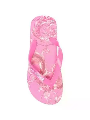 Versace Floral-print Flip Flops - Pink