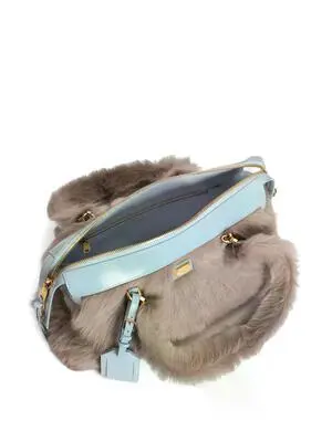 Dolce & Gabbana Vittoria Shoulder Bag In Shearling And Calfskin - Grey