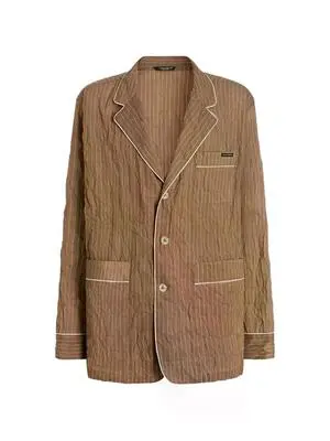 Dolce & Gabbana Striped Crinkle Loungewear Shirt - Brown