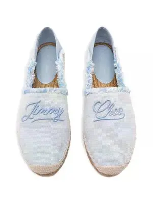 JIMMY CHOO Logo Frayed Espadrilles - Blue