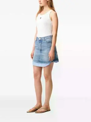 AMI Paris Cotton Mini Skirt With Poplin Insert