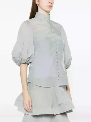 Zimmermann Buttoned Bishop-sleeved Blouse