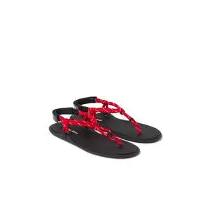 Miu Miu Riviere Cord And Leather Sandals - Red