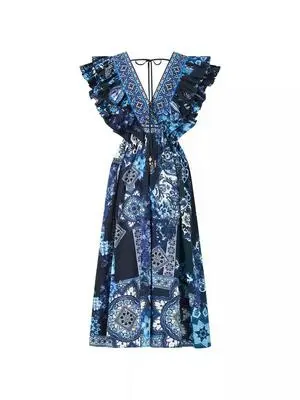 Camilla A Tiled Wonderland Ruffled Midi Dress
