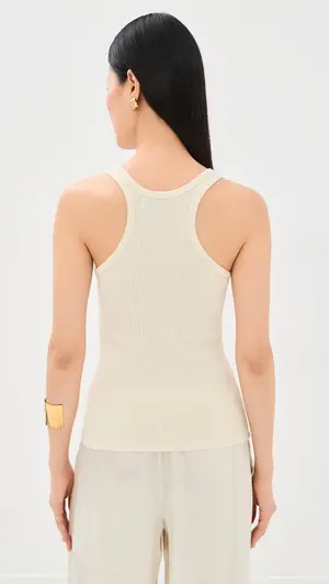 Sprwmn Ribbed Scoop Neck Tank Top - Creme