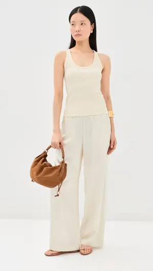 Sprwmn Ribbed Scoop Neck Tank Top - Creme