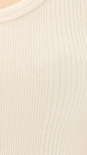 Sprwmn Ribbed Scoop Neck Tank Top - Creme