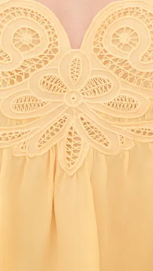 Ulla Johnson Rosie Lace Applique Silk Tank Top - Dandelion