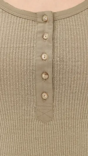 Isabel Marant Étoile Helma Silk Ribbed Henley Top - Light Bronze