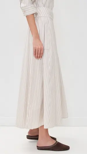 Theory A-line Stripe Midi Skirt