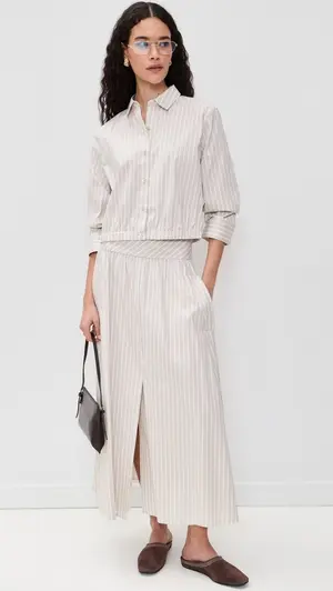 Theory A-line Stripe Midi Skirt