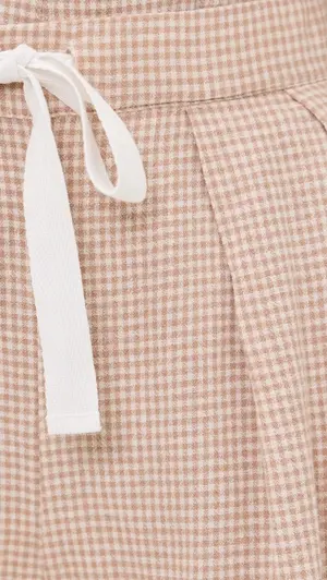 Eberjey Linen Blend Relaxed Shorts - Gingham White