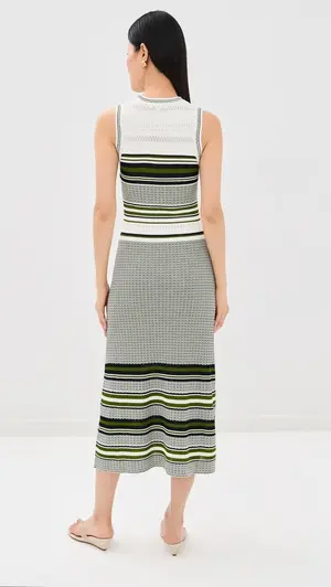 Veronica Beard Dawna Knit Midi Dress - Navy/cactus/off White