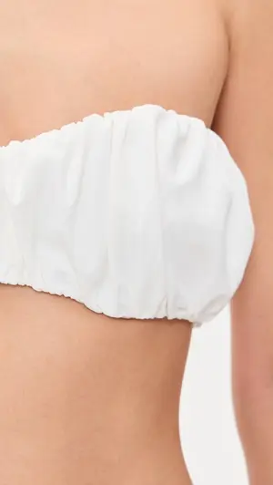 Caroline Constas Leila Ruched Bikini Top - Ivory