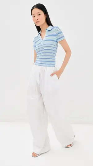 Simkhai Paxton Knit Polo With Contrast Collar - Periwinkle Multi