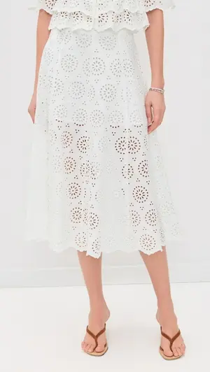 FRAME Eyelet Skirt - White