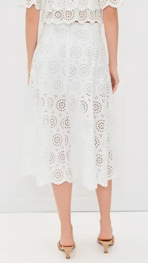 FRAME Eyelet Skirt - White
