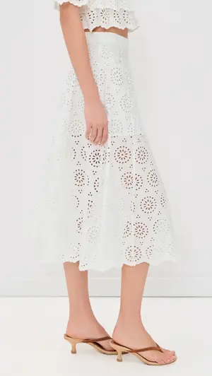 FRAME Eyelet Skirt - White