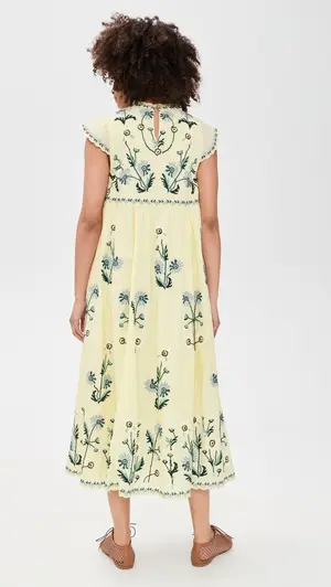 Sea Audra Embroidered Midi Dress - Butter