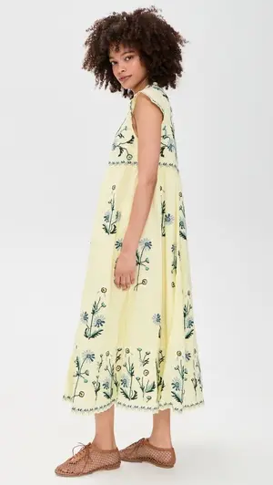 Sea Audra Embroidered Midi Dress - Butter