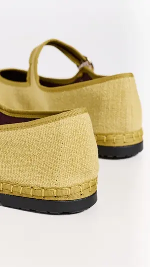 FLABELUS Linen Mary Janes - Yellow