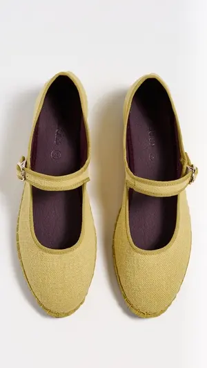 FLABELUS Linen Mary Janes - Yellow