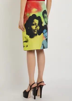 Versace Printed Silk Midi Skirt