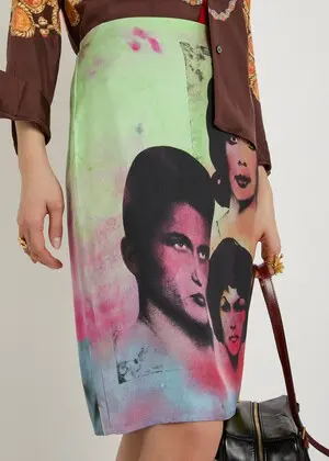 Versace Printed Silk Midi Skirt