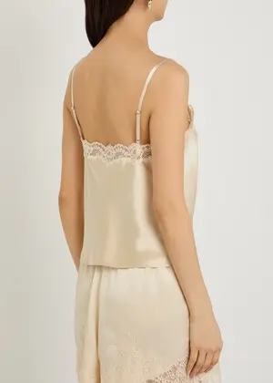 REFORMATION Silk V-neck Slip Top - Beige