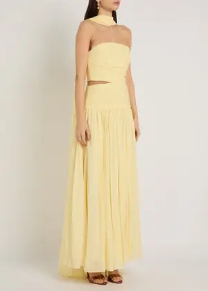 SELF-PORTRAIT Scarf-effect Ruched Chiffon Maxi Dress