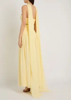 SELF-PORTRAIT Scarf-effect Ruched Chiffon Maxi Dress