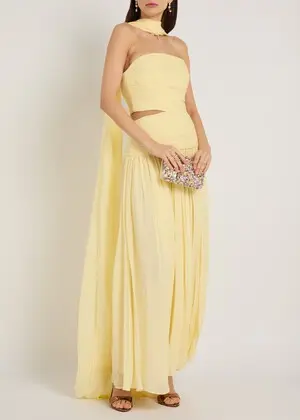 SELF-PORTRAIT Scarf-effect Ruched Chiffon Maxi Dress