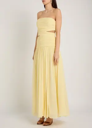 SELF-PORTRAIT Scarf-effect Ruched Chiffon Maxi Dress