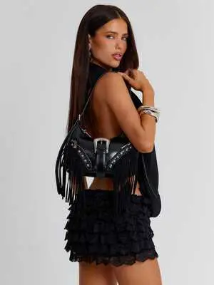 OUTCAST Faux Leather Shoulder Bag With Fringe