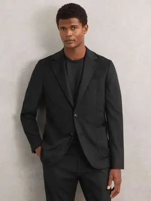 REISS Patch Single-breasted Blazer With Gilet Insert - Black