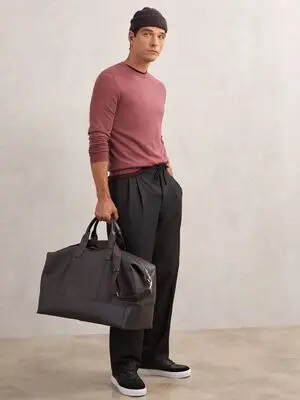 REISS Wessex Merino Wool Crew Neck Jumper - Raspberry Pink