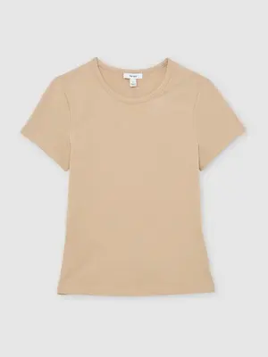 REISS Stretch-cotton Crew-neck T-shirt - Neutral