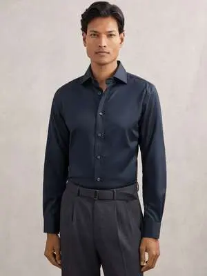 REISS Bishopsgate Regular Fit Cotton-blend Stretch Shirt - Blue