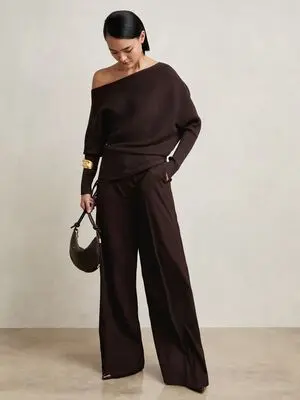 REISS Lorna Asymmetric Draped Knitted Jumper