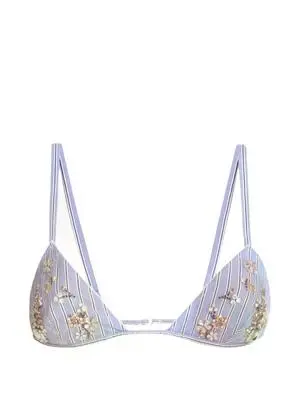 Dolce & Gabbana Striped Poplin Bra With Embroidery - Blue