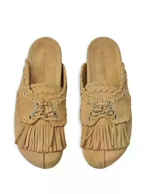 SCAROSSO Flora Mules With Fringed Detailing - Neutrals