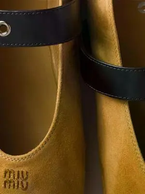 Miu Miu Suede Ballerinas With Buckle Strap