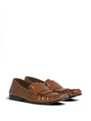 Marni Fringe Logo Loafers - Brown