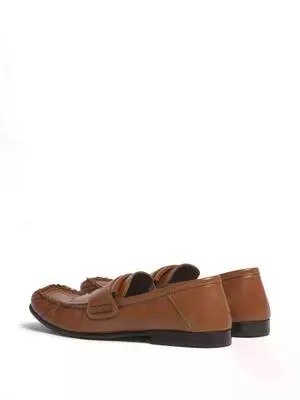 Marni Fringe Logo Loafers - Brown
