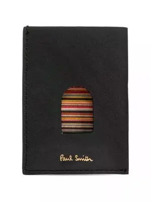 Paul Smith Striped Leather Cardholder - Black