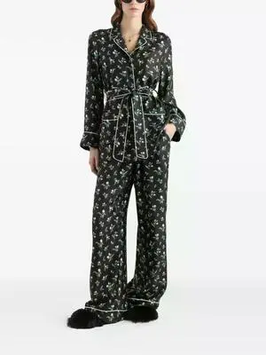 Dolce & Gabbana Roses And Lilies Of The Valley-print Twill Trousers - Black