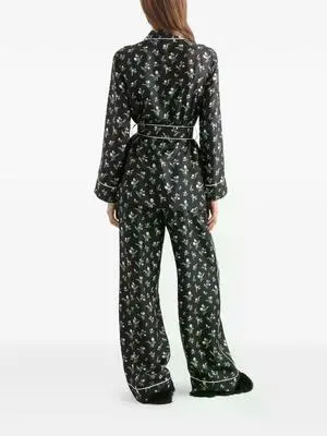Dolce & Gabbana Roses And Lilies Of The Valley-print Twill Trousers - Black