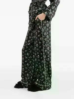 Dolce & Gabbana Roses And Lilies Of The Valley-print Twill Trousers - Black