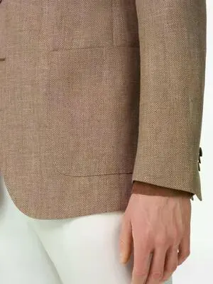 Boggi Milano Herringbone Patch Pocket Blazer - Neutrals
